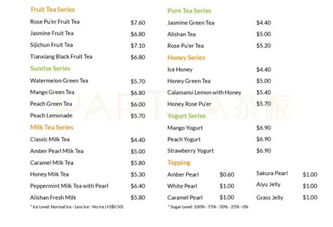 Partea Menu And Price List Singapore Updated 2024 Sg Menuu