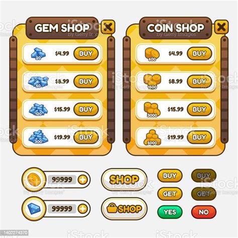 벡터 게임 템플릿 Gui 키트 빌드 웹 및 모바일 게임 및 앱을위한 게임 그래픽 사용자 인터페이스 Gui Brand Name