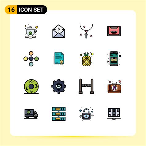 16 User Interface Flat Color Filled Line Pack Of Modern Signs And Symbols Of Compact Audio Order