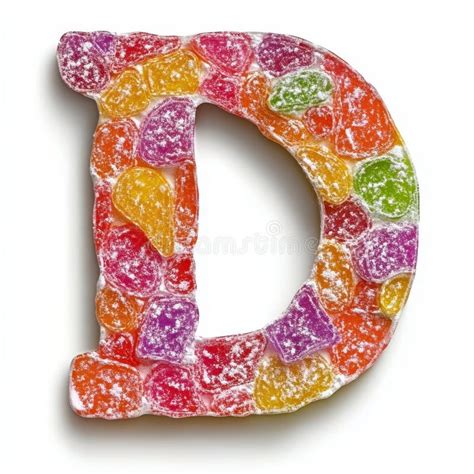A Colorful Gummy Candy Shaped Like The Letter D Stock Illustration