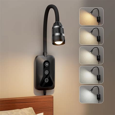 Huaeu Wall Mounted Led Reading Light For Bed Headboard 5 Color