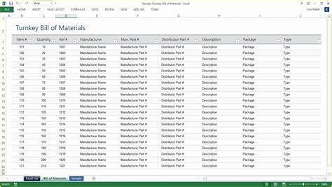 Bill Of Materials Template Free Of Bill Of Materials Template Ms Word