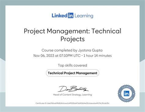jyotsna gupta on linkedin certificate of completion