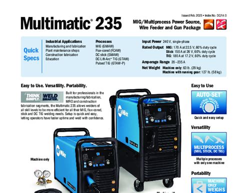 Miller Multimatic 235 Multiprocess Welder With Ez Latch Cart Josef Gas