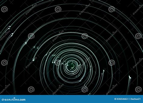 Colorful Abstract Trails Of Light Dots Lines And Bokeh On Dark