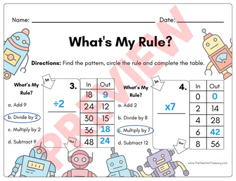 Function Machines Whats My Rule Input And Output Tables Robot Theme