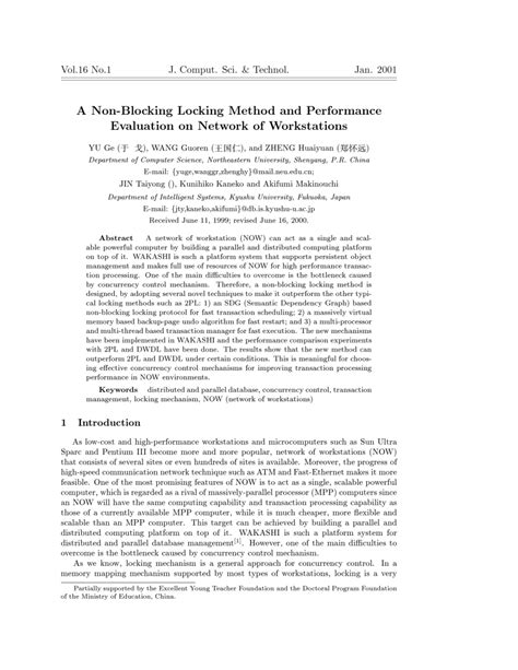 Pdf A Non Blocking Locking Method And Performance Evaluation On