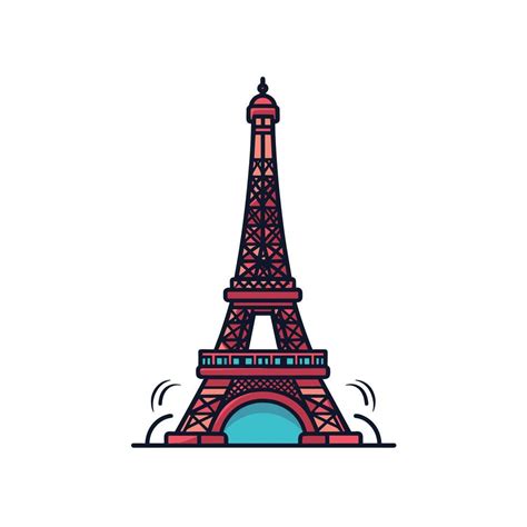 Vibrant Cartoon Of Eiffel Tower With Dynamic Elements 47792271 Vector
