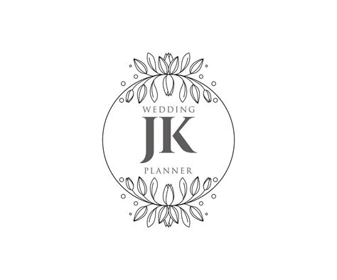 Jk Initials Letter Wedding Monogram Logos Collection Hand Drawn Modern Minimalistic And Floral