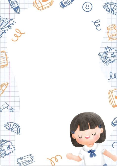 สีน้ำเงิน น่ารัก สดใส ภาพประกอบ ขอบกระดาษ Document A4 In 2024