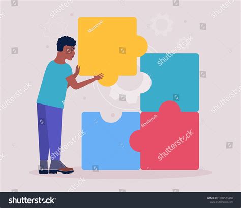 Illustration Man Connecting Missing Element Puzzle Stock Vector Royalty Free