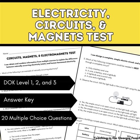 Electricity Circuits And Magnets Test By Teaching In The Georgia Peach