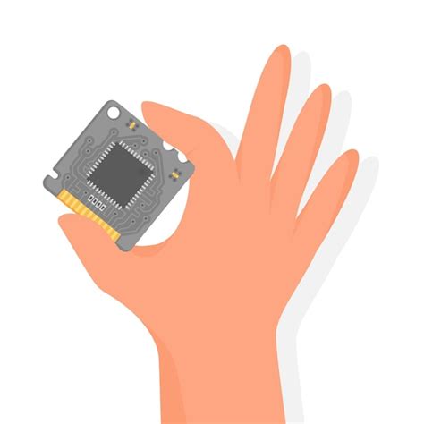 Premium Vector Electronic Microcircuit In Hand The Microprocessor And Computer Chip Icon