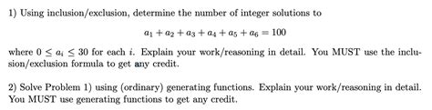 Solved Using Inclusion Exclusion Determine The Number Of Chegg