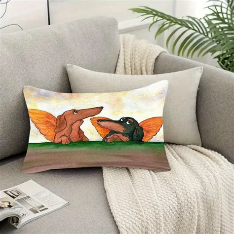 매력적인 나비 소시지 개 양면 쿠션 커버 12x20인치 부드러운 플러시 지퍼 클로저 세탁기 사용 가능 거실 Temu
