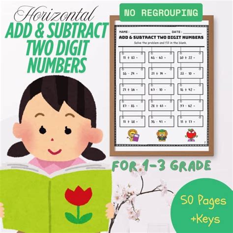 Horizontal Add And Subtract Two Digit Numbers Without Regrouping Worksheets