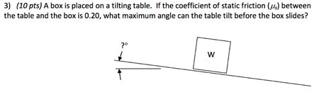 Solved A Box Is Placed On A Tilting Table If The