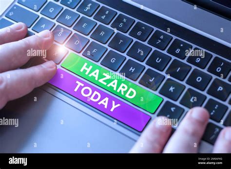 Hand Writing Sign Hazard Word Written On Account Or Statement Describing The Danger Or Risk