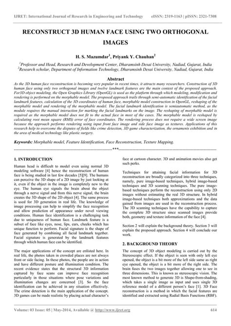 Reconstruct D Human Face Using Two Orthogonal Images PDF