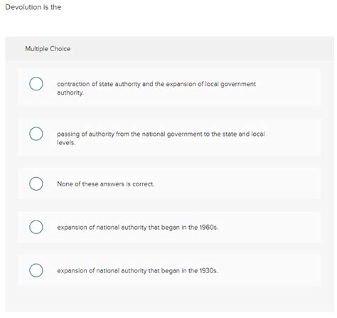 solved devolution is the multiple choice contraction of