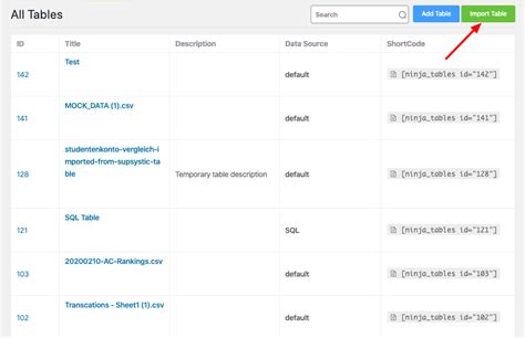 import table data from csv wp manage ninja