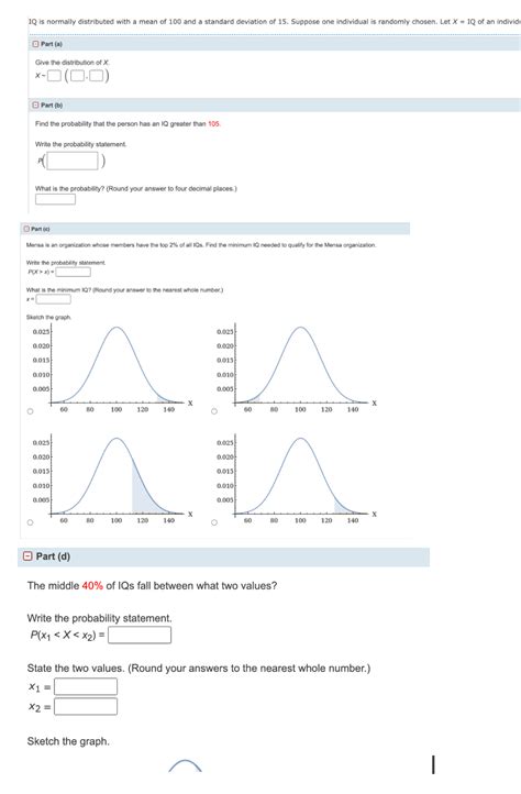 Solved Iq Is Normally Distributed With A Mean Of 100 And A