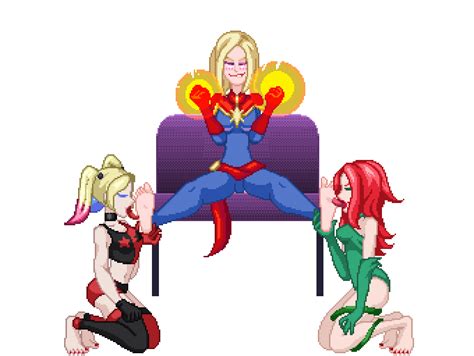 rule 34 3girls animated barefoot blonde hair bodysuit captain marvel