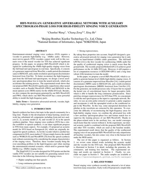Pdf Hifi Wavegan Generative Adversarial Network With Auxiliary