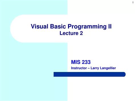 PPT Visual Basic Programming II Lecture 2 PowerPoint Presentation Free Download ID 6888345