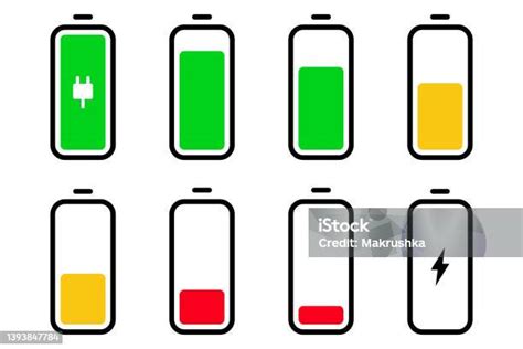배터리 아이콘 세트 축압기 수준 아이콘입니다 모바일 배터리 기호입니다 전원 기호 세트 모바일 배터리 잔량 표시기 스톡 벡터 0명에 대한 스톡 벡터 아트 및 기타 이미지