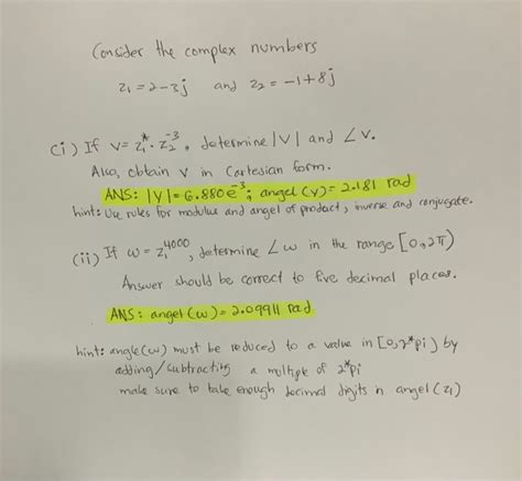 Solved Consider The Complex Numbers J And J Chegg