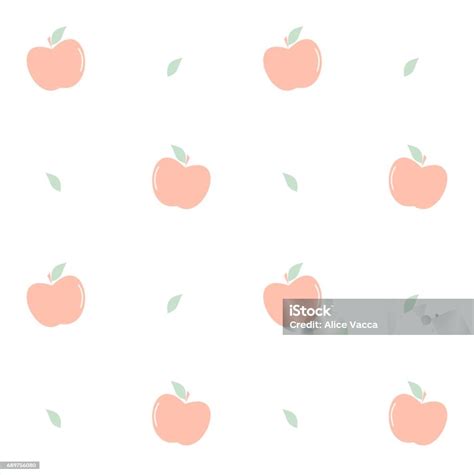 귀여운 사랑 스러운 파스텔 핑크 사과 원활한 벡터 패턴 배경 그림 0명에 대한 스톡 벡터 아트 및 기타 이미지 0명 건강한