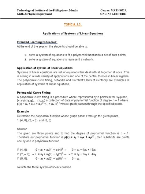 Lecture 13 Pdf Polynomial Equations