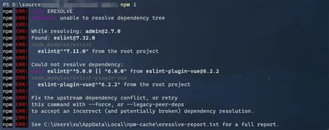 Npm I 报错：npm Err Eresolve Unable To Resolve Dependency Tree 天天看点