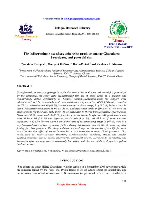 Pdf The Indiscriminate Use Of Sex Enhancing Products Among Ghanaians