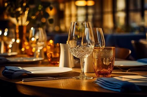 Premium Photo Restaurant Interior Table Setting Dinnerware Tableware