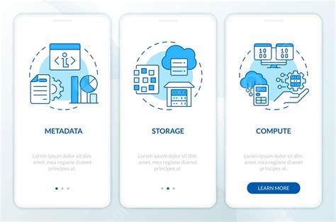 Onboarding Mobile App Screen Blue Data Lake And Warehouse Integration