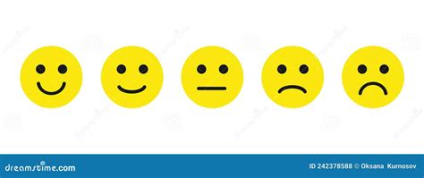 Vector Emotion Feedback Scale On White Background Angry Sad Neutral And Happy Emoticon Set