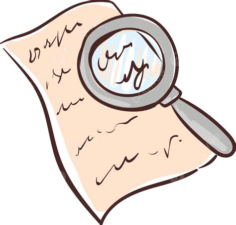 Magnifying Glass Enhances Writing On Paper In Clipart Image Vector