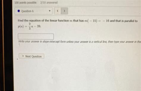 Solved Find The Equation Of The Linear Function M That Has Chegg Com