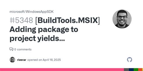 [buildtools msix] adding package to project yields