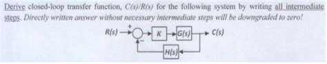 Solved Derive Closed Loop Transfer Function C S R S For Chegg