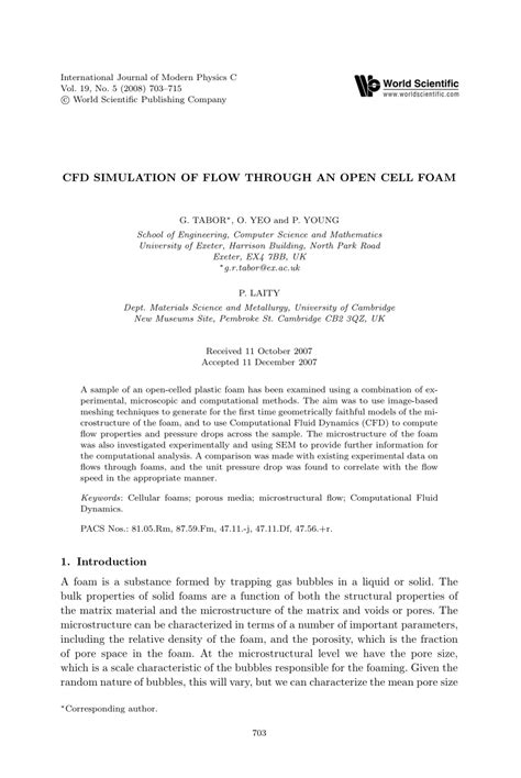 PDF Cfd Simulation Of Flow Through AN Open Cell Foam