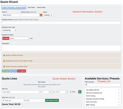 Creating A Quote Hsc Cores Bookstack