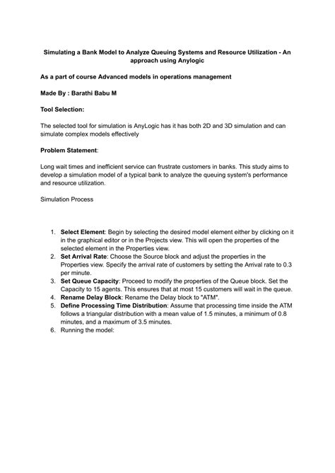 Pdf Simulating A Bank Model To Analyze Queuing Systems And Resource Utilization An Approach