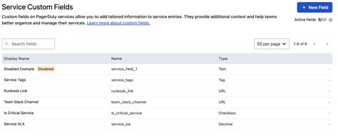 custom fields on services