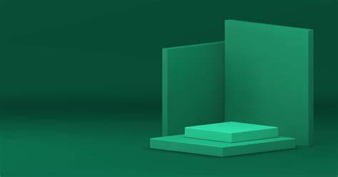 Green 3d Podium Geometric Construction Squared Corner Wall Basic Foundation Realistic Animation