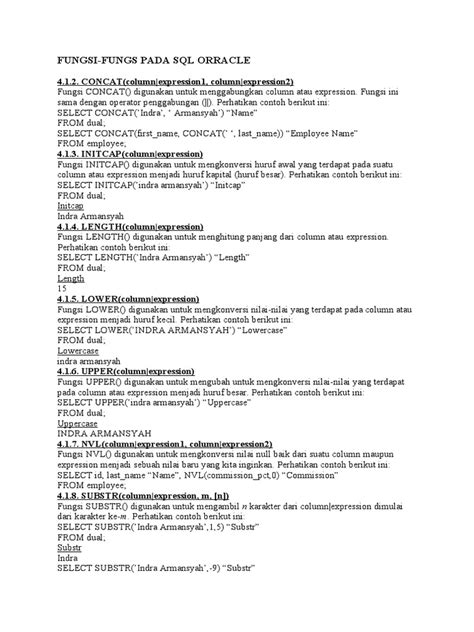 Fungsi Fungsi Pada Sql Oracle Pdf