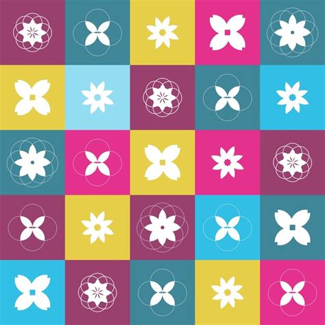 Premium Vector Seamless Pattern Of Geometric Round Shapes On A Bright Background Of Squares