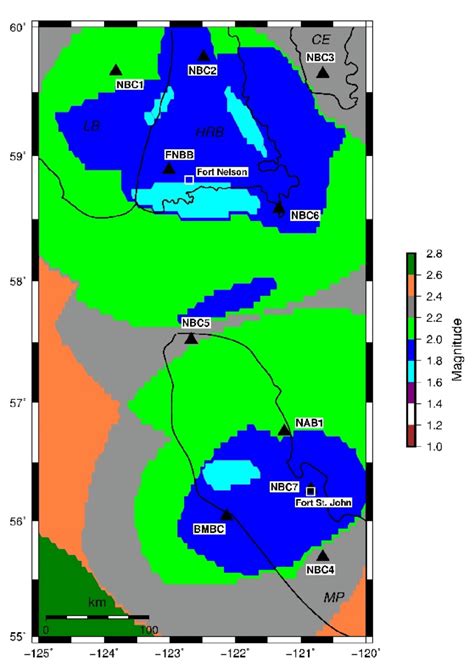 Minimum Detectable Magnitude Across Northeast British Columbia From